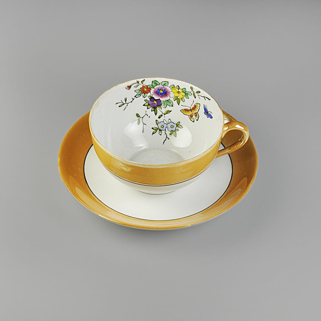 Antique Noritake Hand-painted Teacup and Saucer - Morimura Wreath Mark ...