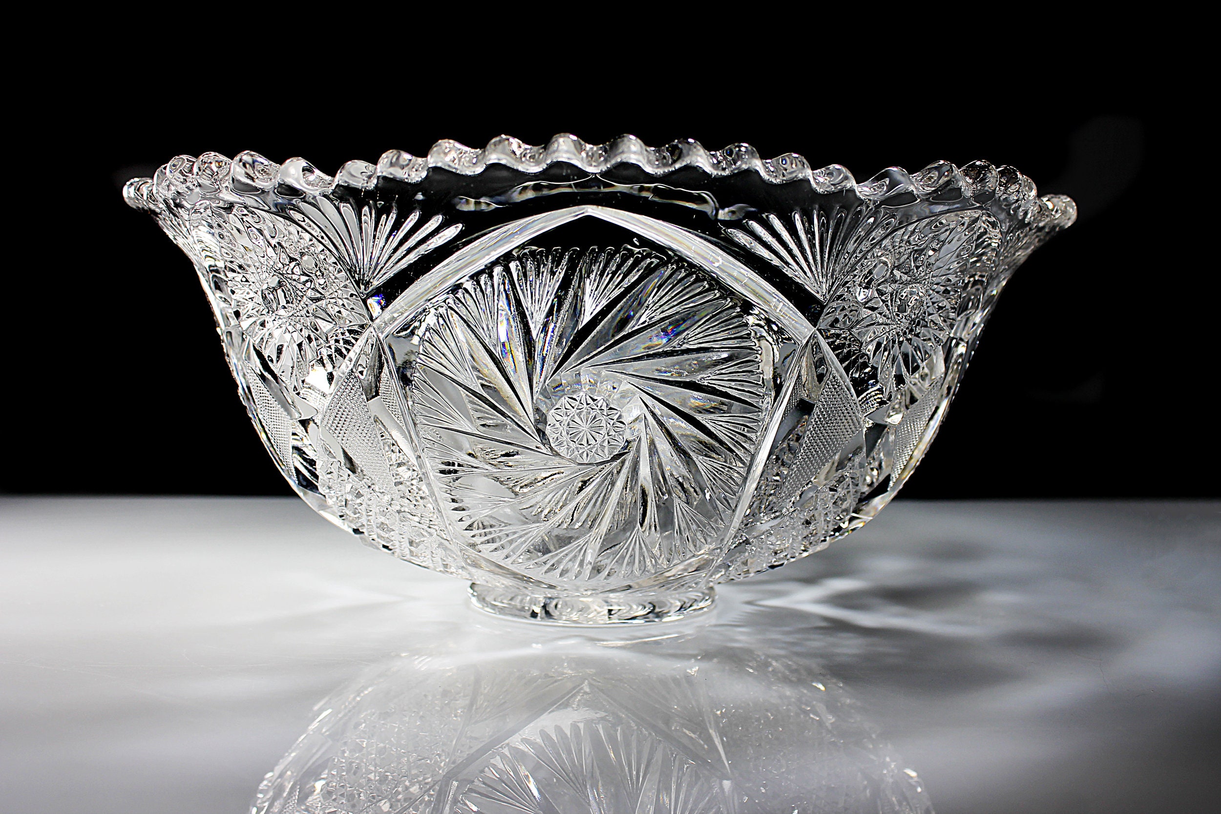 Antique EAPG Punch Bowl, Centerpiece, Large Bowl, Pressed Glass ...
