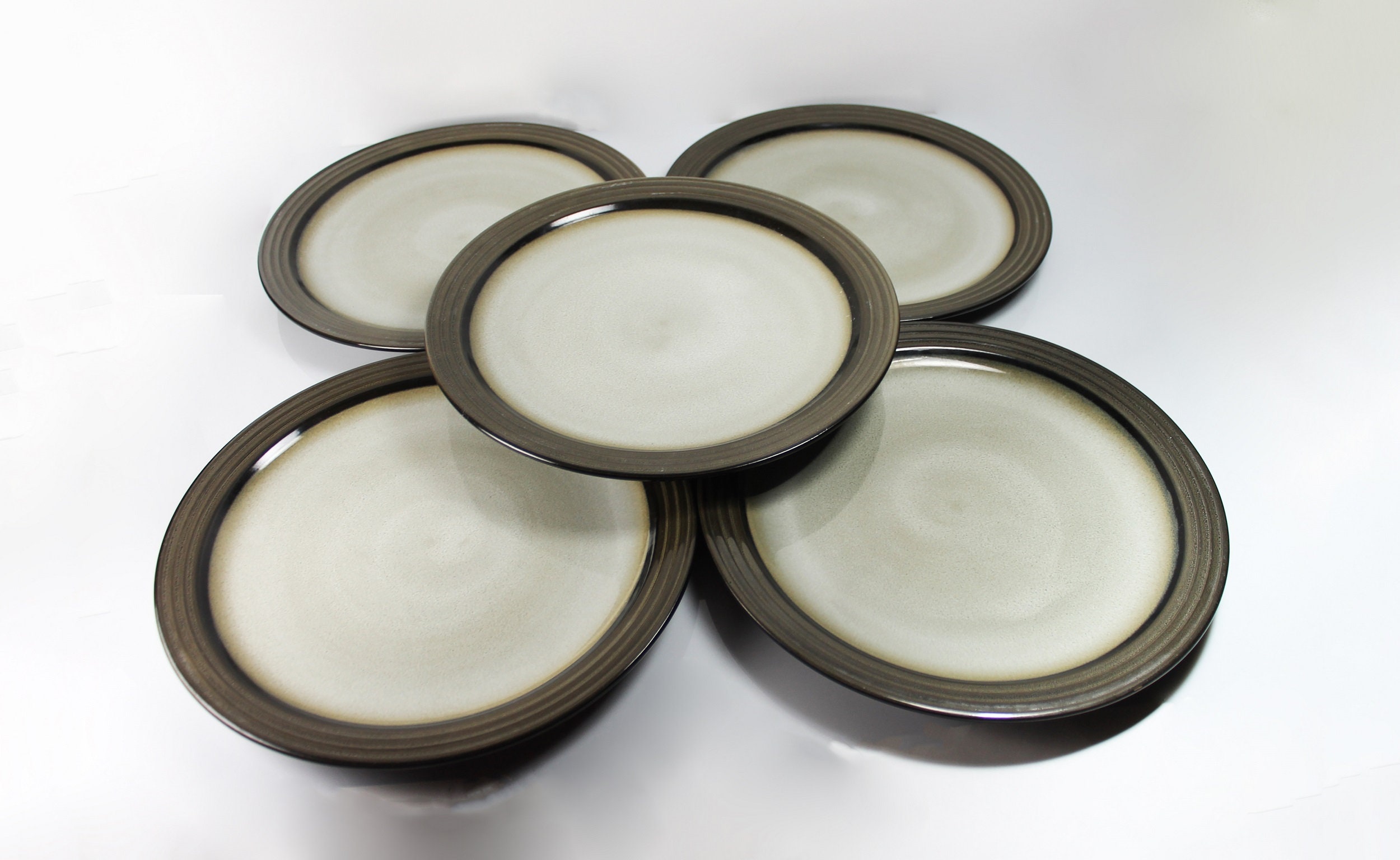 Dinner Plates Sango China, Florence Black, Set of 5