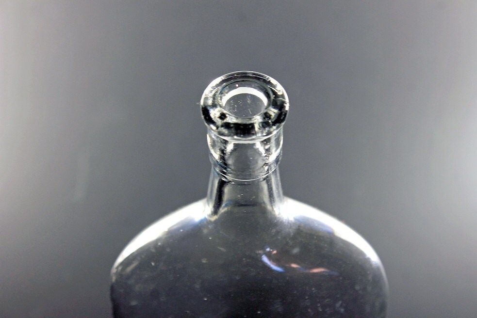 Tall Flask Bottle, Applied Top, Thin, Raised Glass Bottom, Clear Glass ...