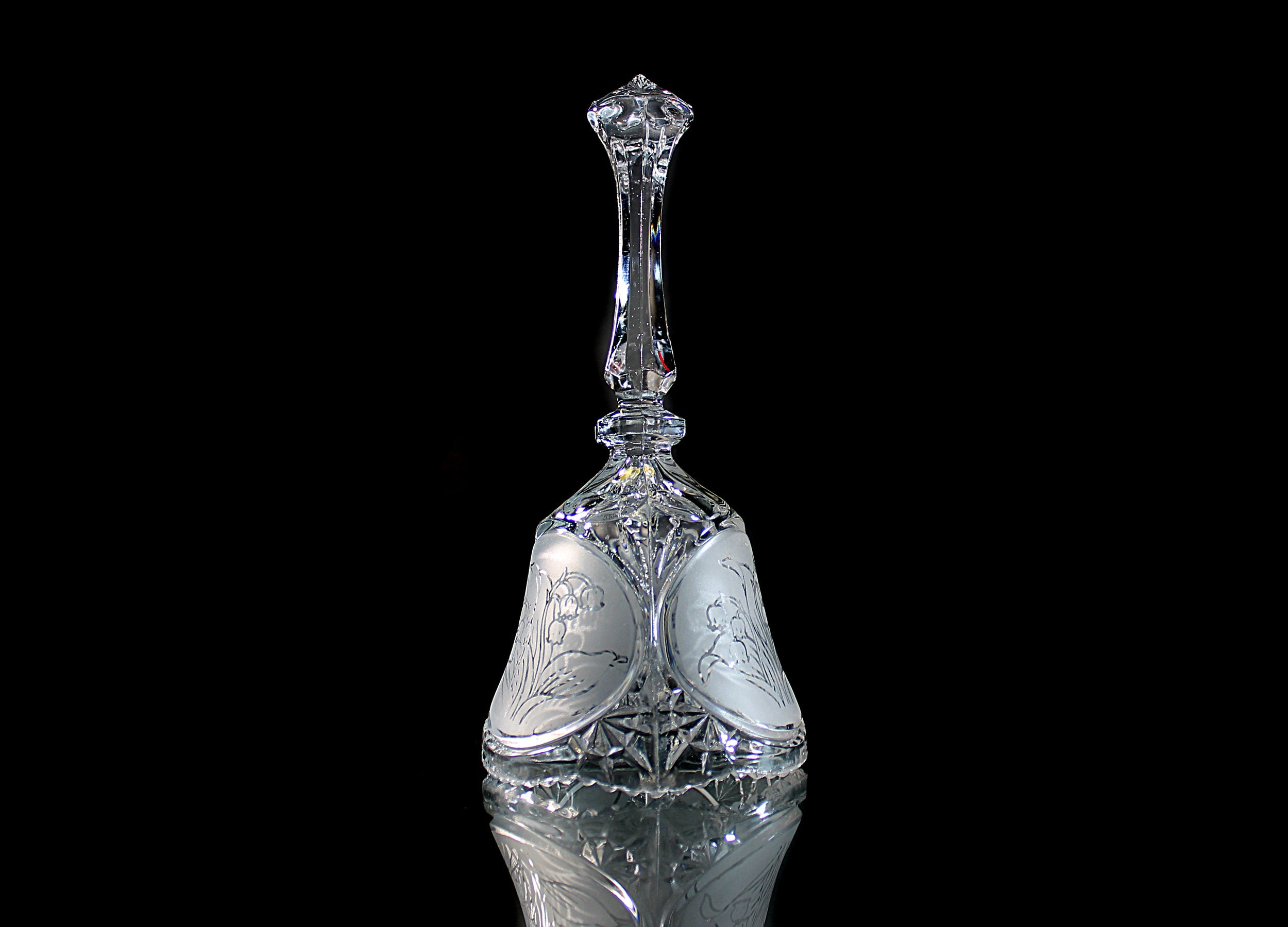 Large Crystal Bell, 24K Leaded Crystal Handbell, Lily of the Valley ...