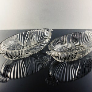Oval Handled Olive Bowls, Hazel Atlas, Relish Tray, Set of 2, Fan and ...