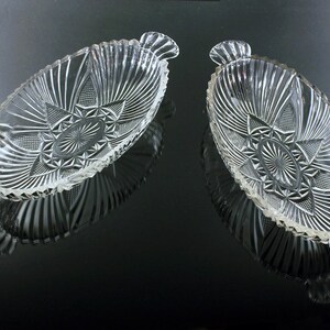 Oval Handled Olive Bowls, Hazel Atlas, Relish Tray, Set of 2, Fan and ...