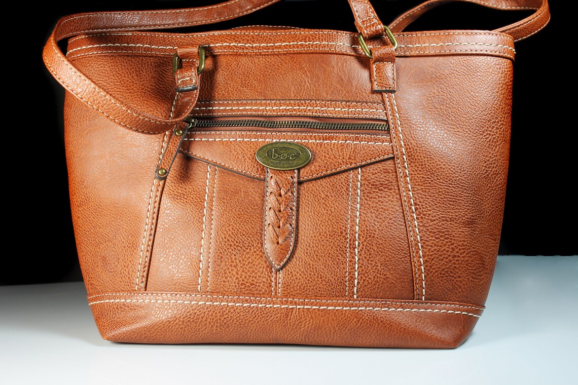 Shoulder Tote Bag, BOC Born Concept, Faux Leather, Brown, Double ...