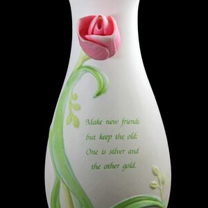 Porcelain Vase Enesco Pink Rose Inspirational Footed - Etsy