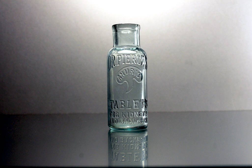 Antique Bottle, Dr. Pierce's Anuric Tablets, Aqua, Circa 1914, Quack Medicine Bottle ...
