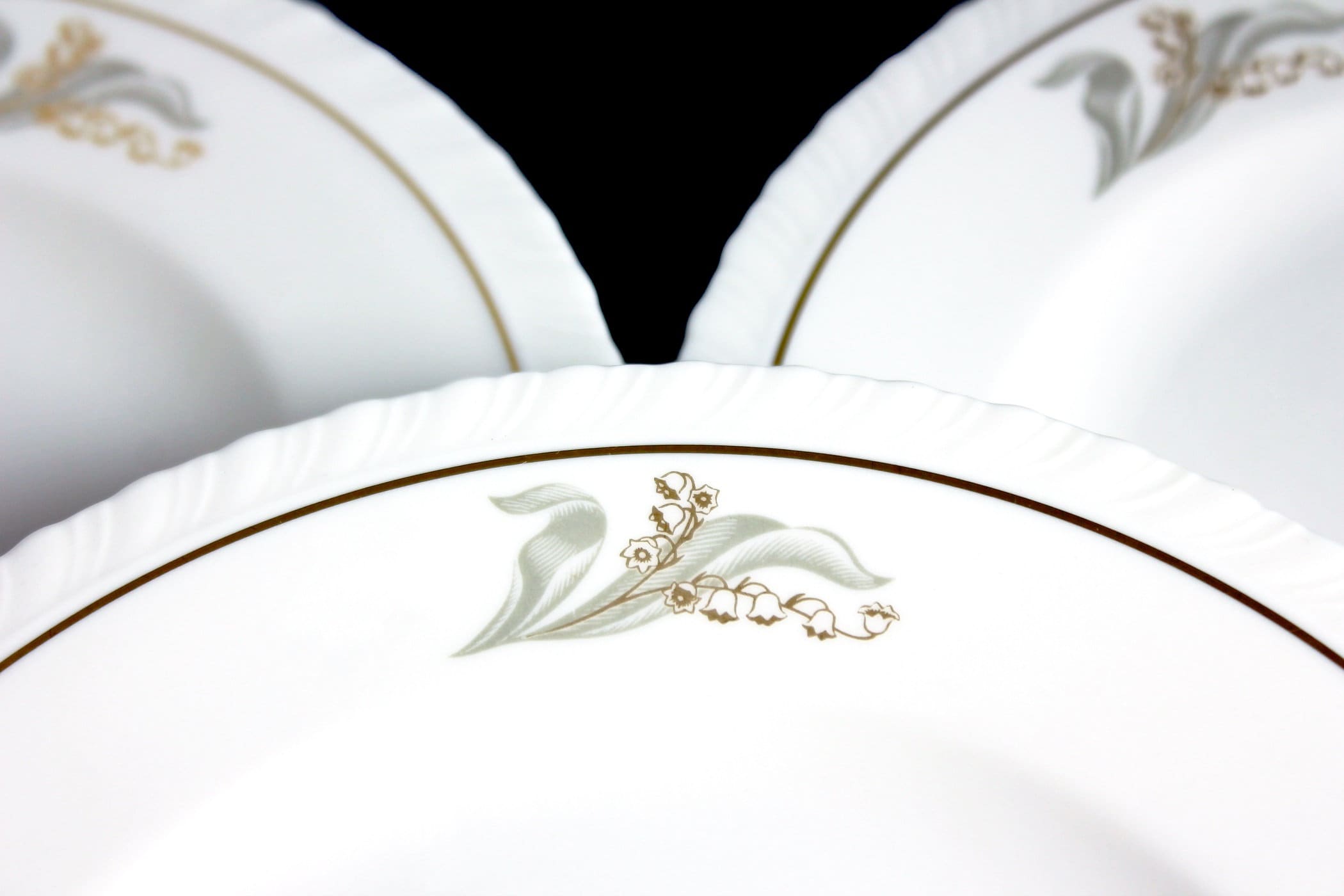 Salad Plates, Hanover Fine China, Enchantment, Lily of the Valley, Set of 4