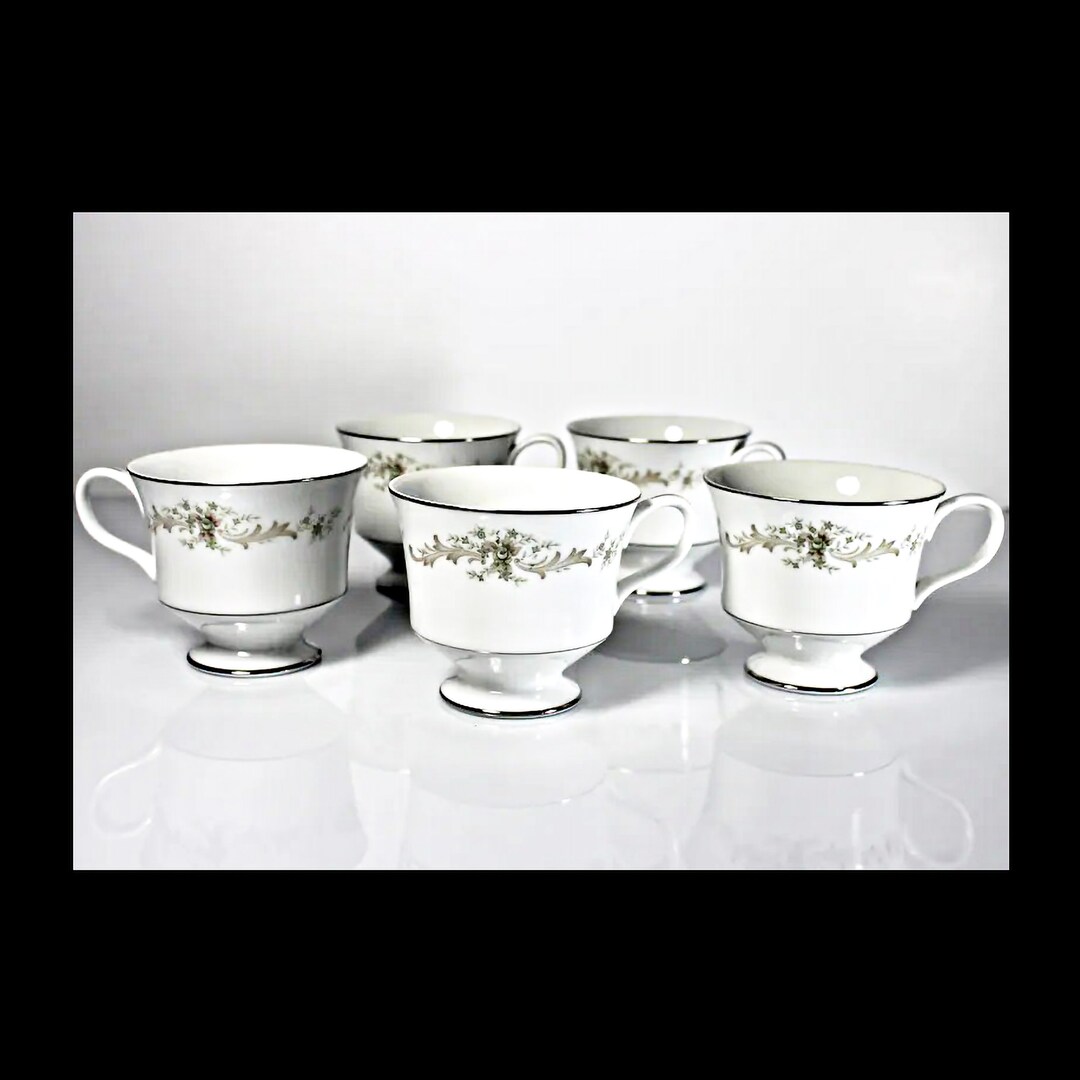 Cups Sango China Carousel Set of 5 Fine China Platinum - Etsy