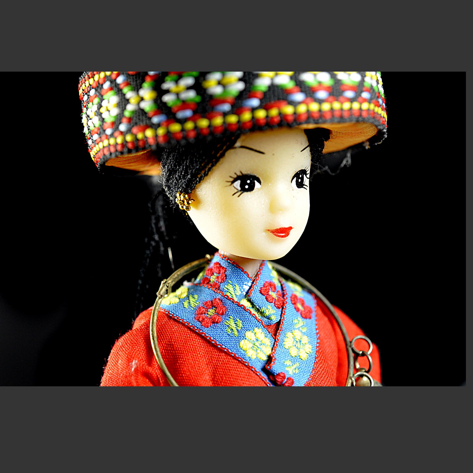 Asian Display Doll, Hand Painted, 10 Inch Doll, Figurine, Wood Stand ...