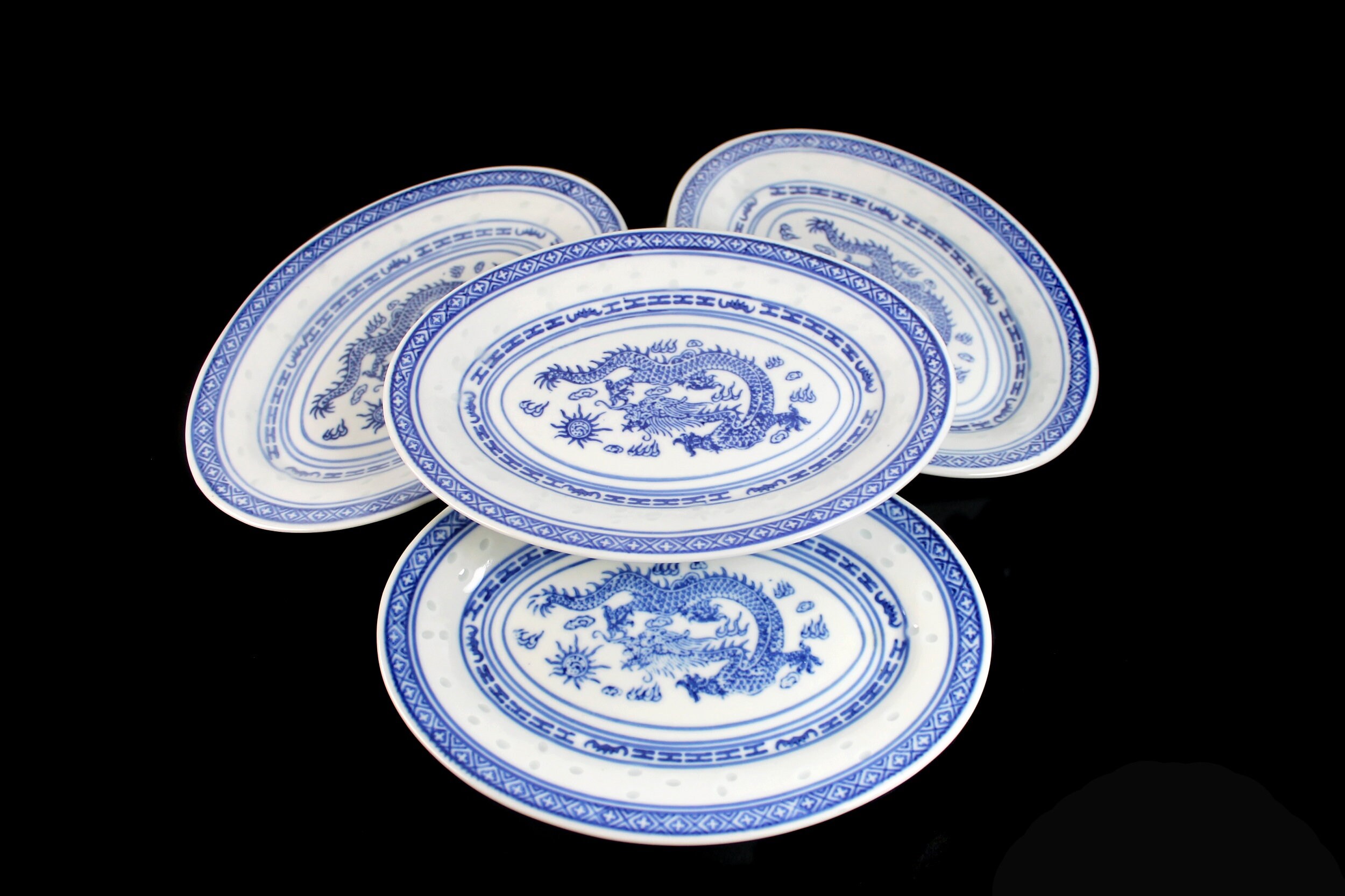 Eight Inch Oval Plates, Dragon Pattern, Zhongguo Jingdezhen, Porcelain ...