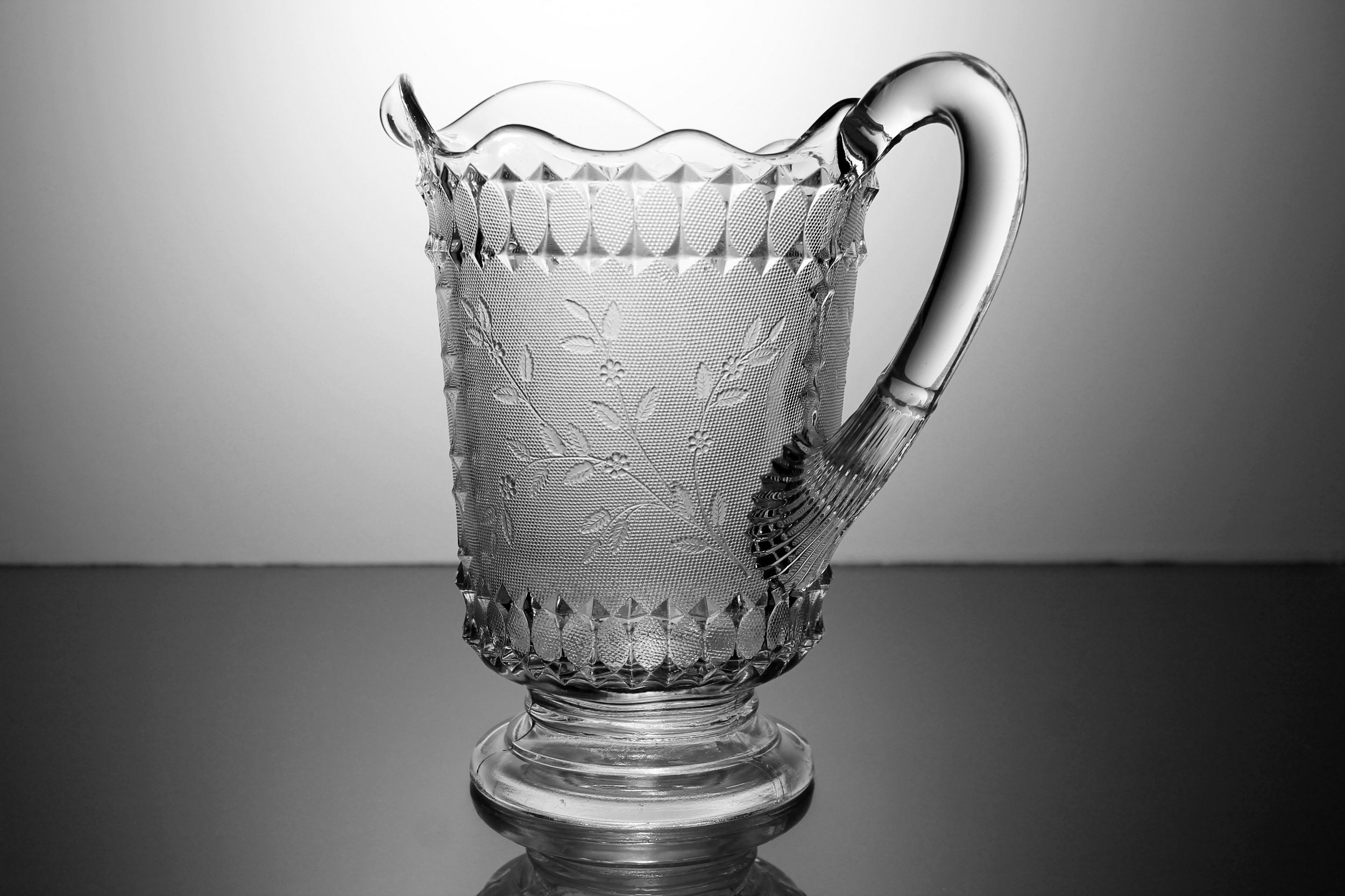 Antique EAPG Water Pitcher, Findlay Glass Company, Forget Me Not ...