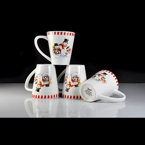 Coffee Mugs, Trisa Dinnerware, Set of 4, Snowman Family, Winter and ...