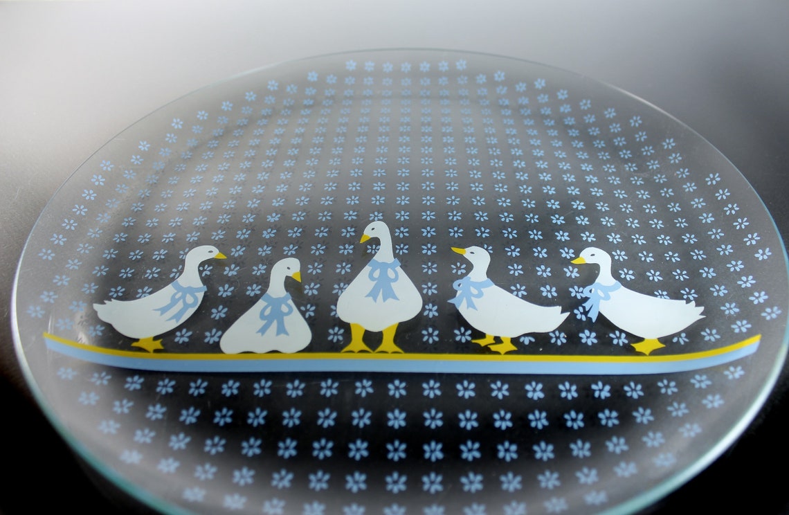 Round Glass Goose Tray Goose Platter Serving Plate 13 Inch | Etsy
