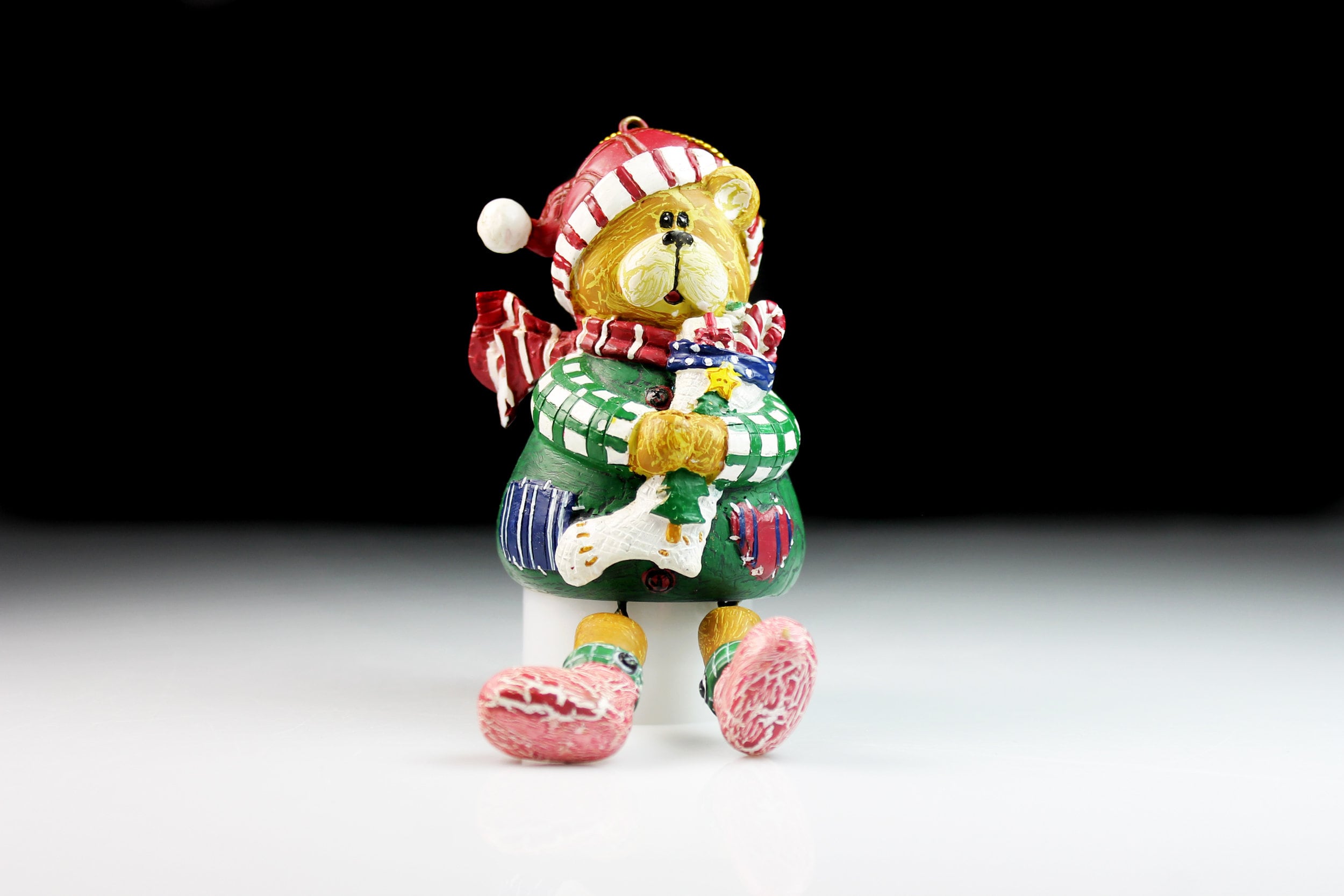 Bear Shelf Sitter Figurine, Christmas Decor, Holiday Ornament