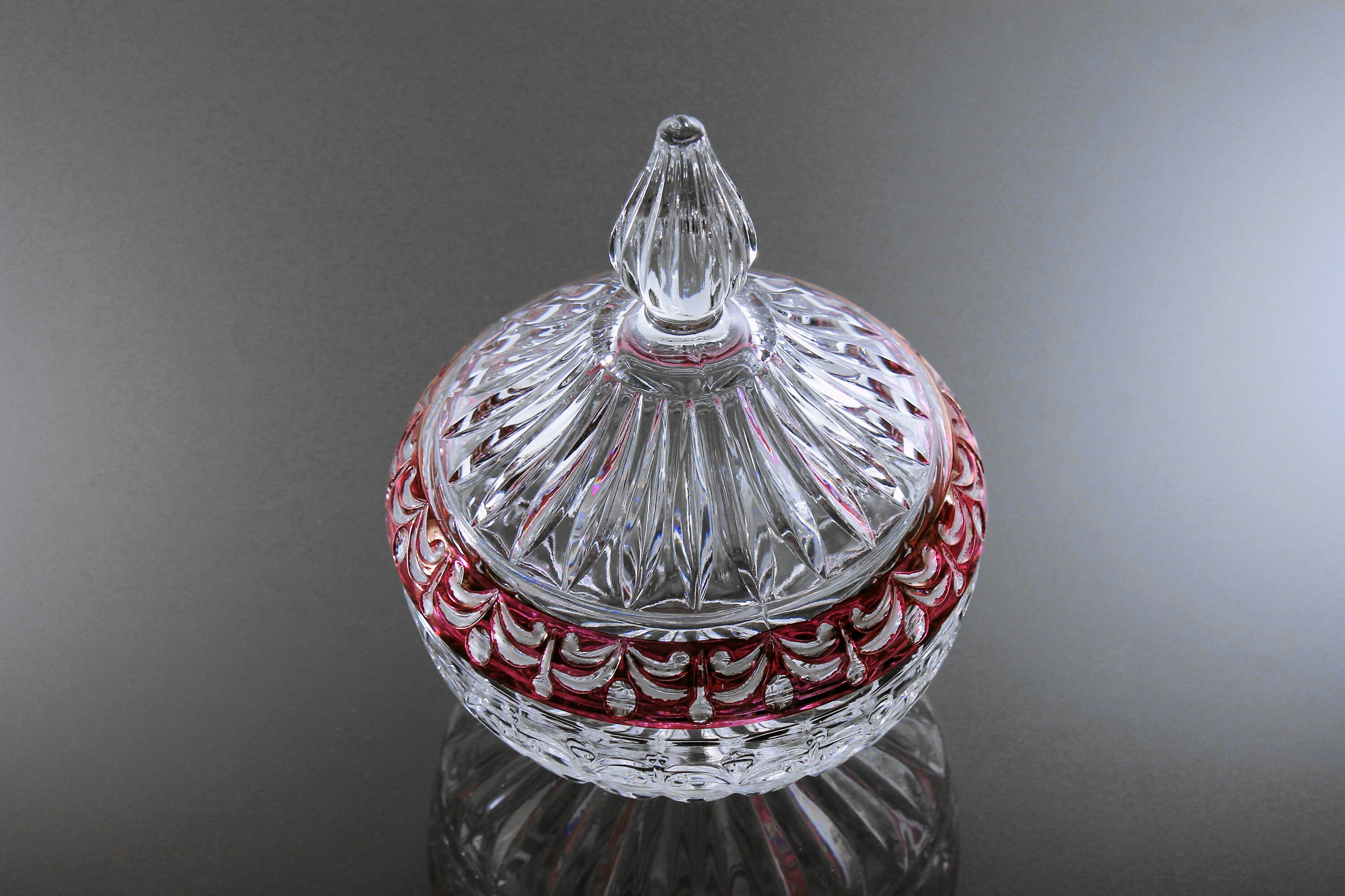Crystal d'Adriana Candy Dish, Ruby Flash, 24K Leaded Crystal, Swag ...