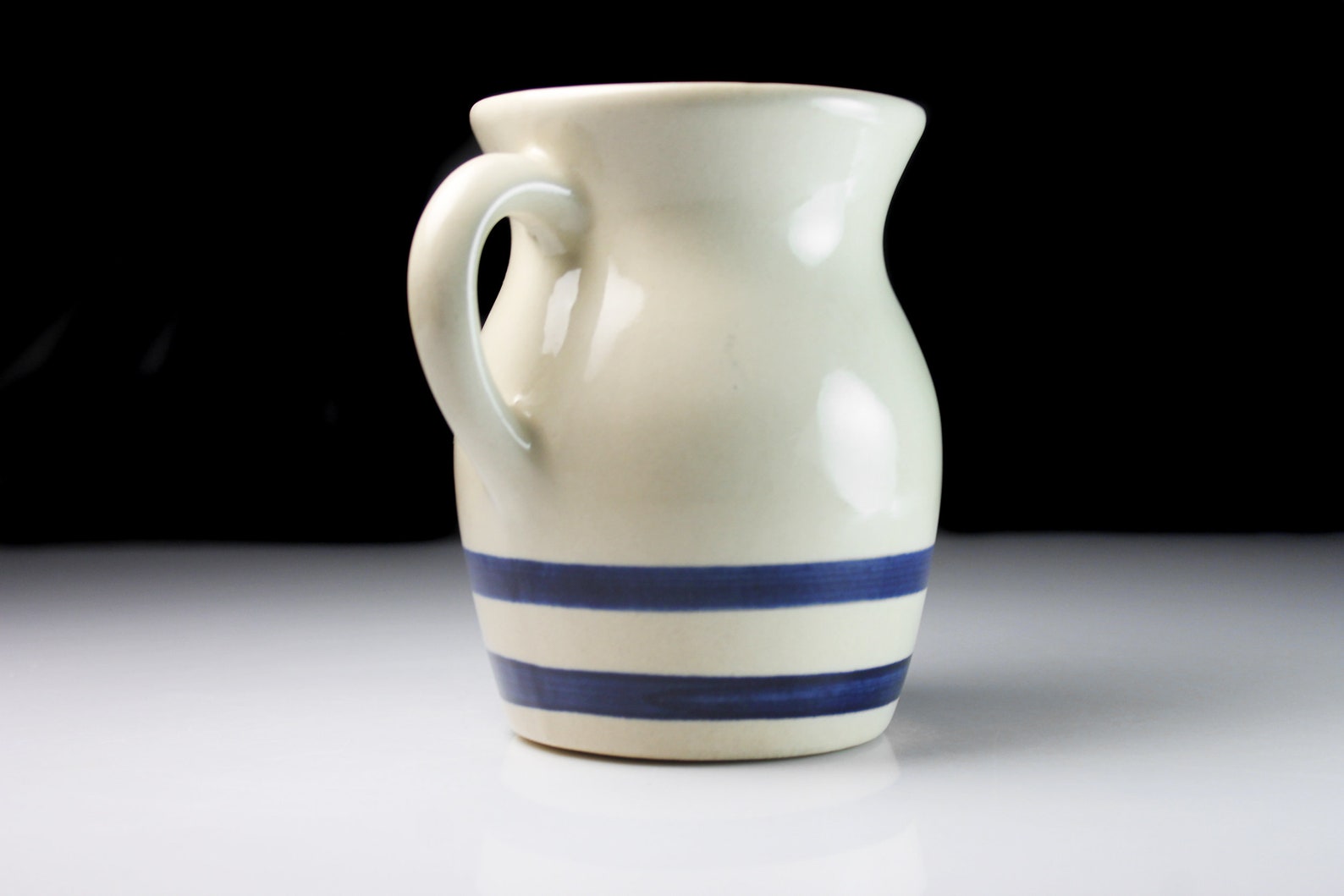 Striped Pottery Pitcher Robinson Ransbottom Blue Striped | Etsy