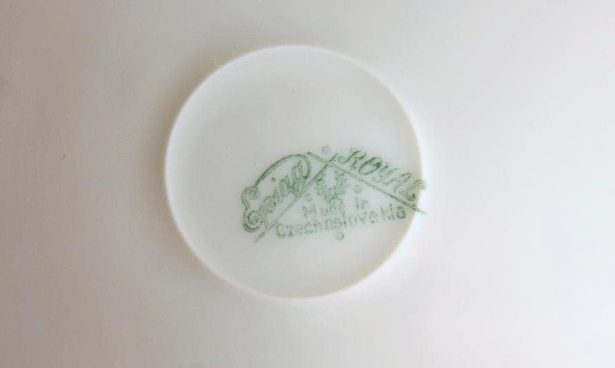 Square Salad Plate, Epiag Royal, Czechoslovakia, Floral Pattern, 22K ...