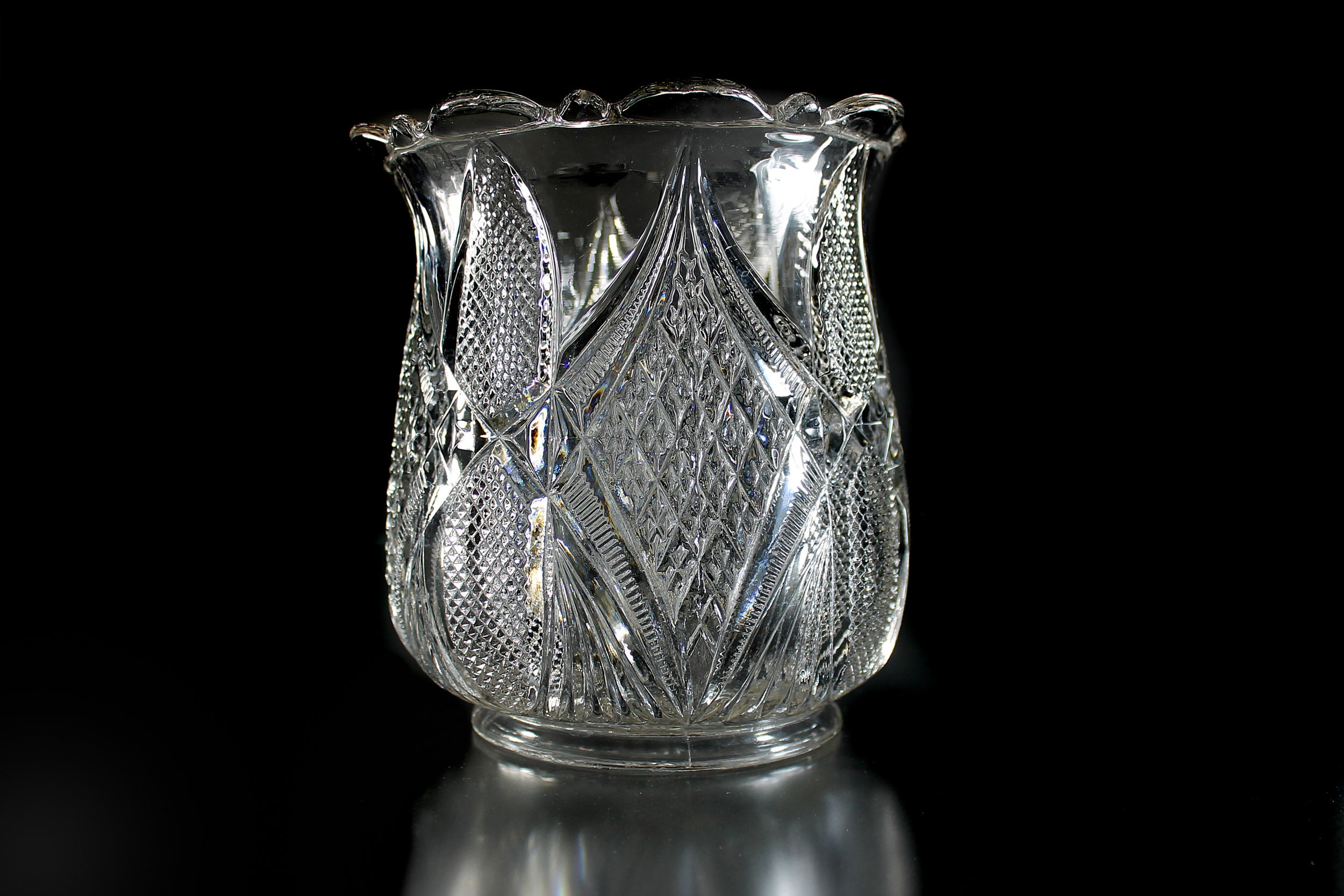 Antique EAPG Biscuit Bowl, US Glass, Pennsylvania, Clear Glass, Collectible