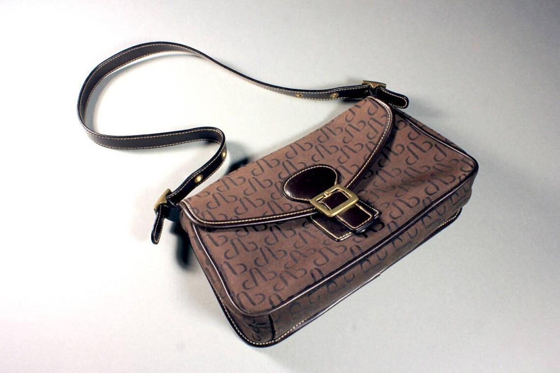 Brown Handbag Shoulder Bag Patterned Magnet Closure - Etsy