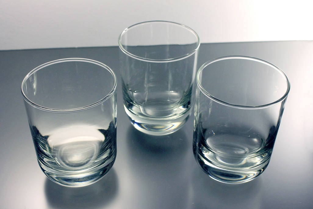 Rock Glasses, Cocktail Glasses, Set of 3, Clear Glass, Heavy, Barware