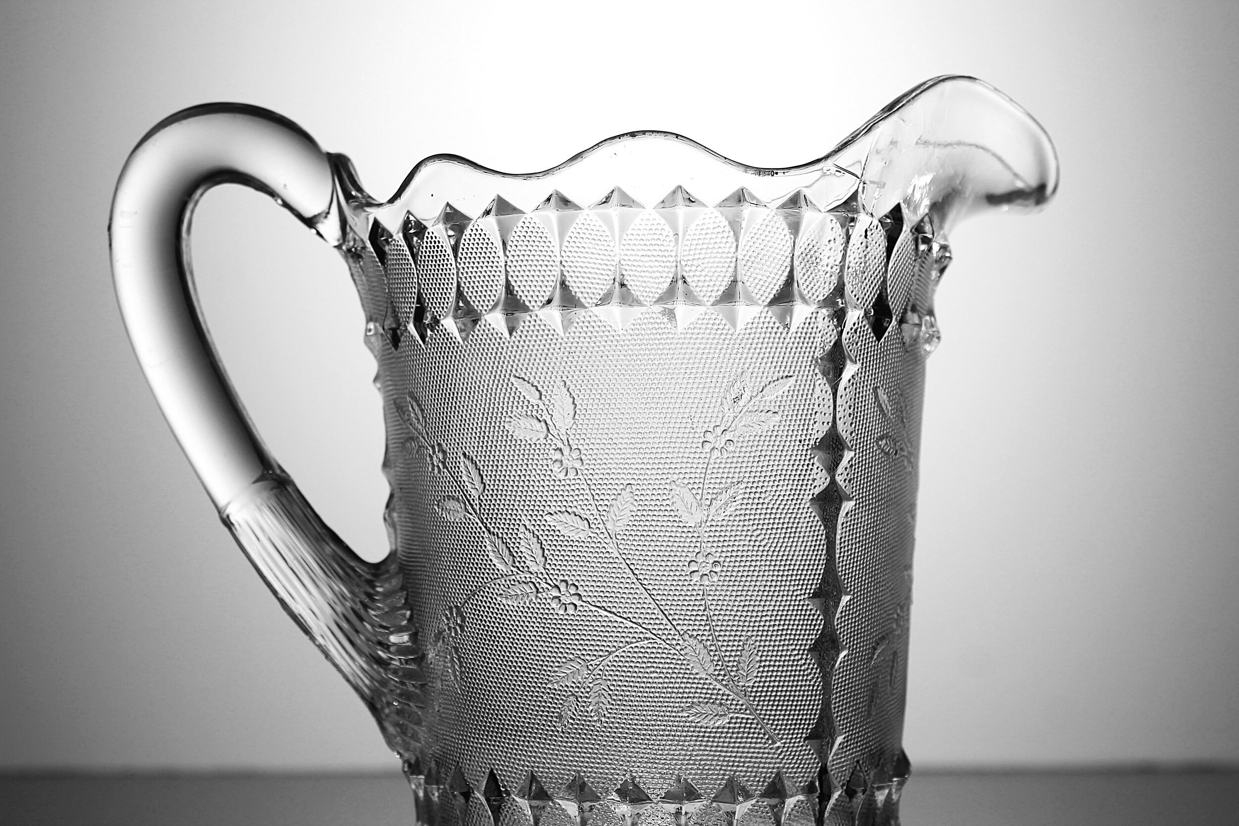 Antique EAPG Water Pitcher, Findlay Glass Company, Forget Me Not ...