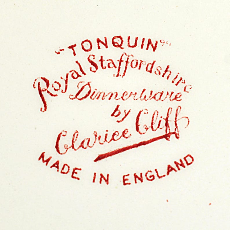 Royal Staffordshire Tonquin Salad Plates by Clarice Cliff – Red ...