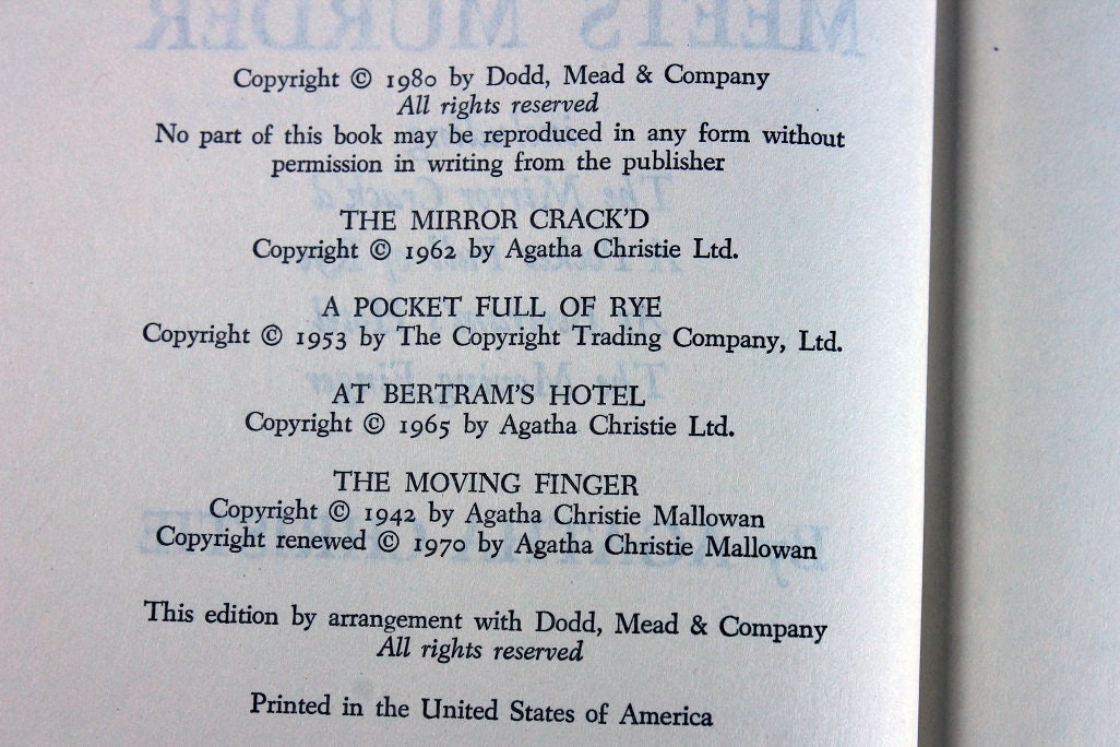 1980 Hardcover Book, Miss Marble Meets Murder, Agatha Christie, Mystery ...