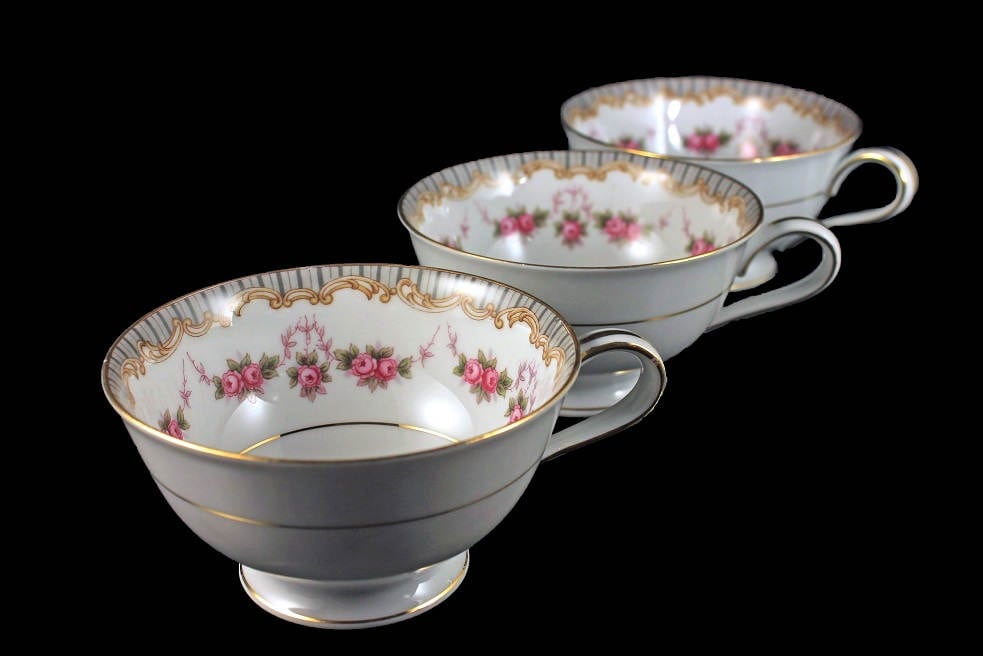 Tea Cups, Noritake, Ridgewood Pattern, (No Saucers), Floral Design ...