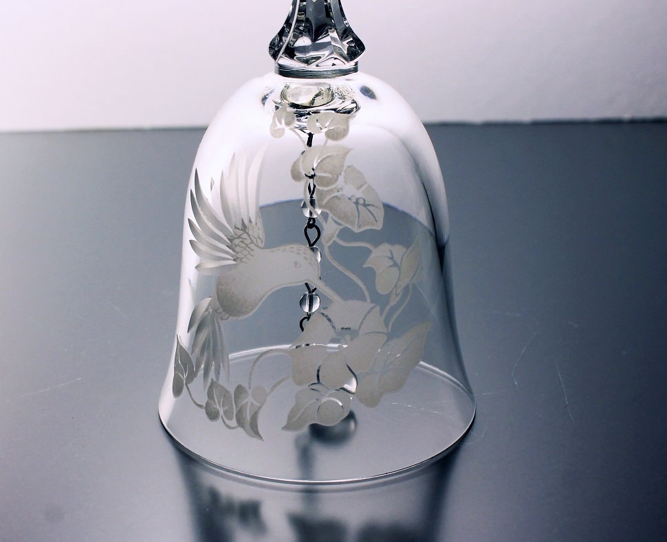 Etched Crystal Bell, Avon, Hummingbird, 24K Leaded Crystal, Crystal ...