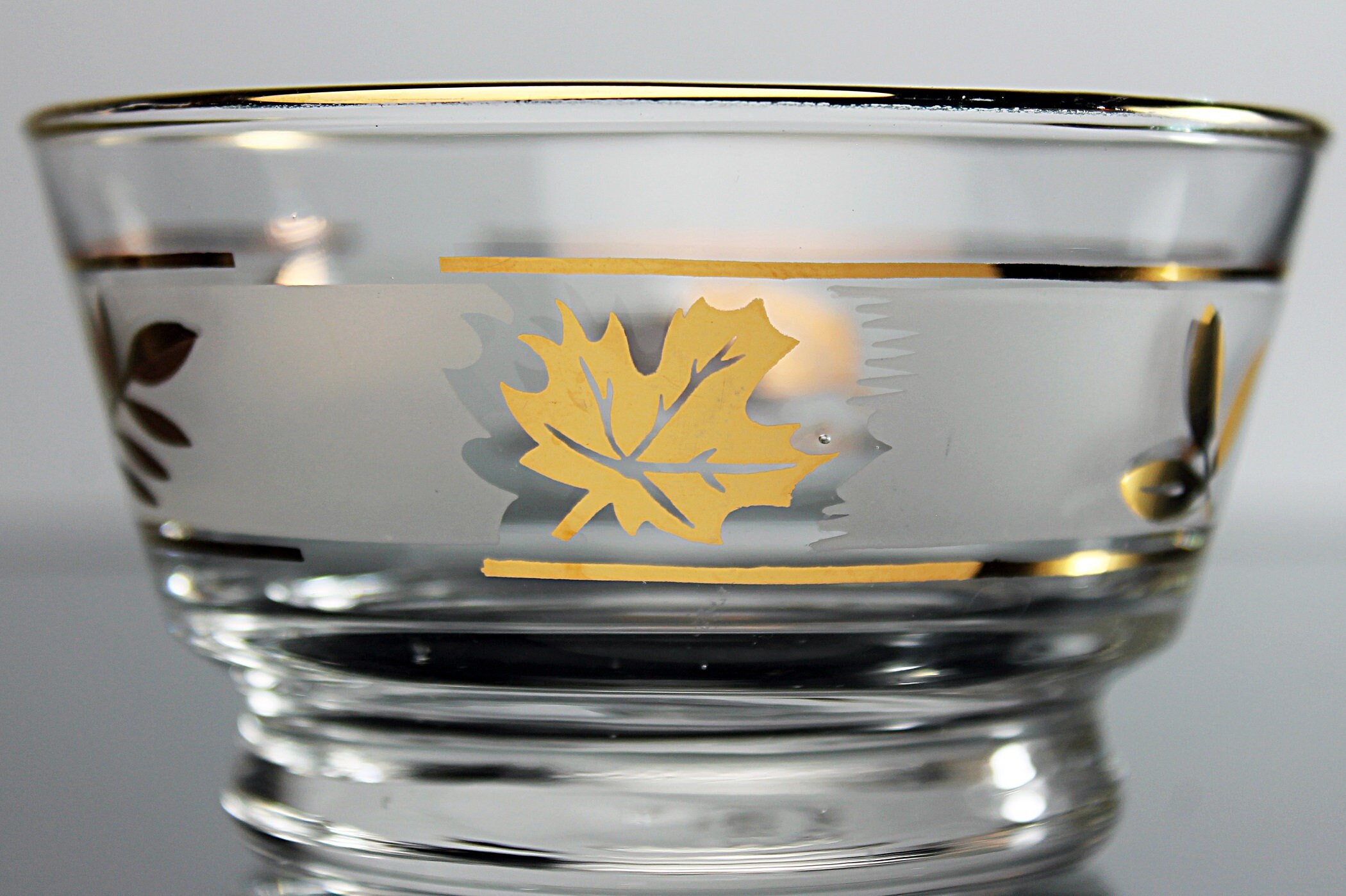 Libbey Glass Company, Golden Foliage Oyster or Fruit Cocktail Bowls ...