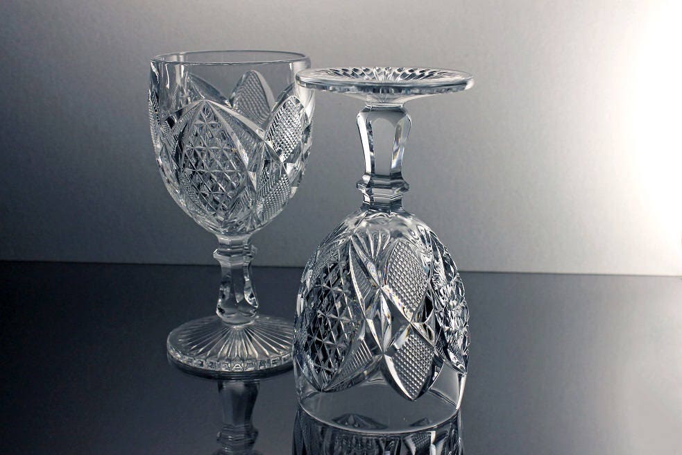 EAPG Water Goblets, US Glass, Pennsylvania Pattern, Wine Glasses, Circa ...