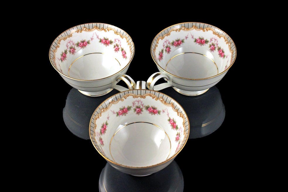 Tea Cups, Noritake, Ridgewood Pattern, (No Saucers), Floral Design ...