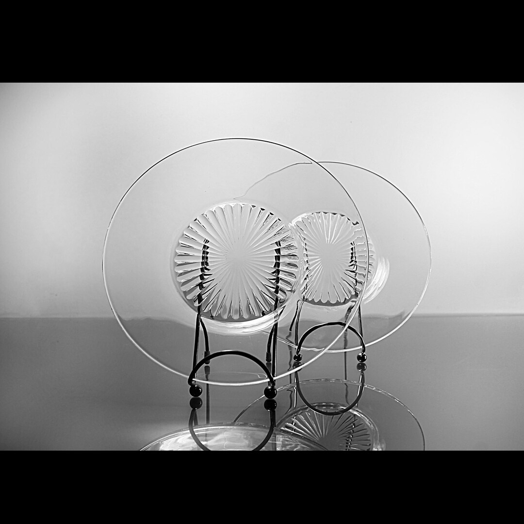 Luncheon Plates, Bryce Glass, Contour Clear, Set of 2, Glass Dinnerware ...