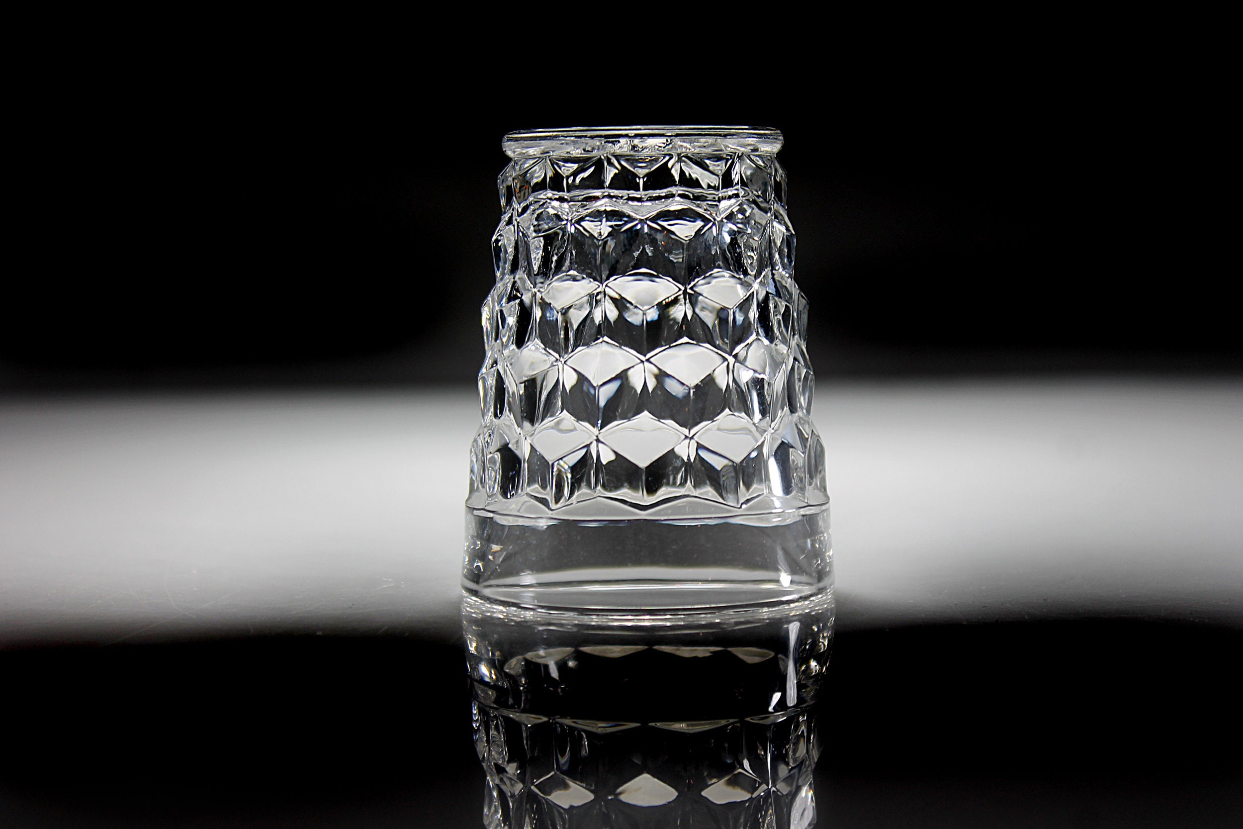 Fostoria Shot Glass, American, Cubed Clear Barware