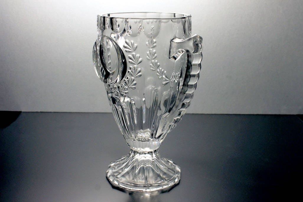 Crystal Trophy, Vase, Floral Design, Etchable, 2 Handles, Heavy Glass ...