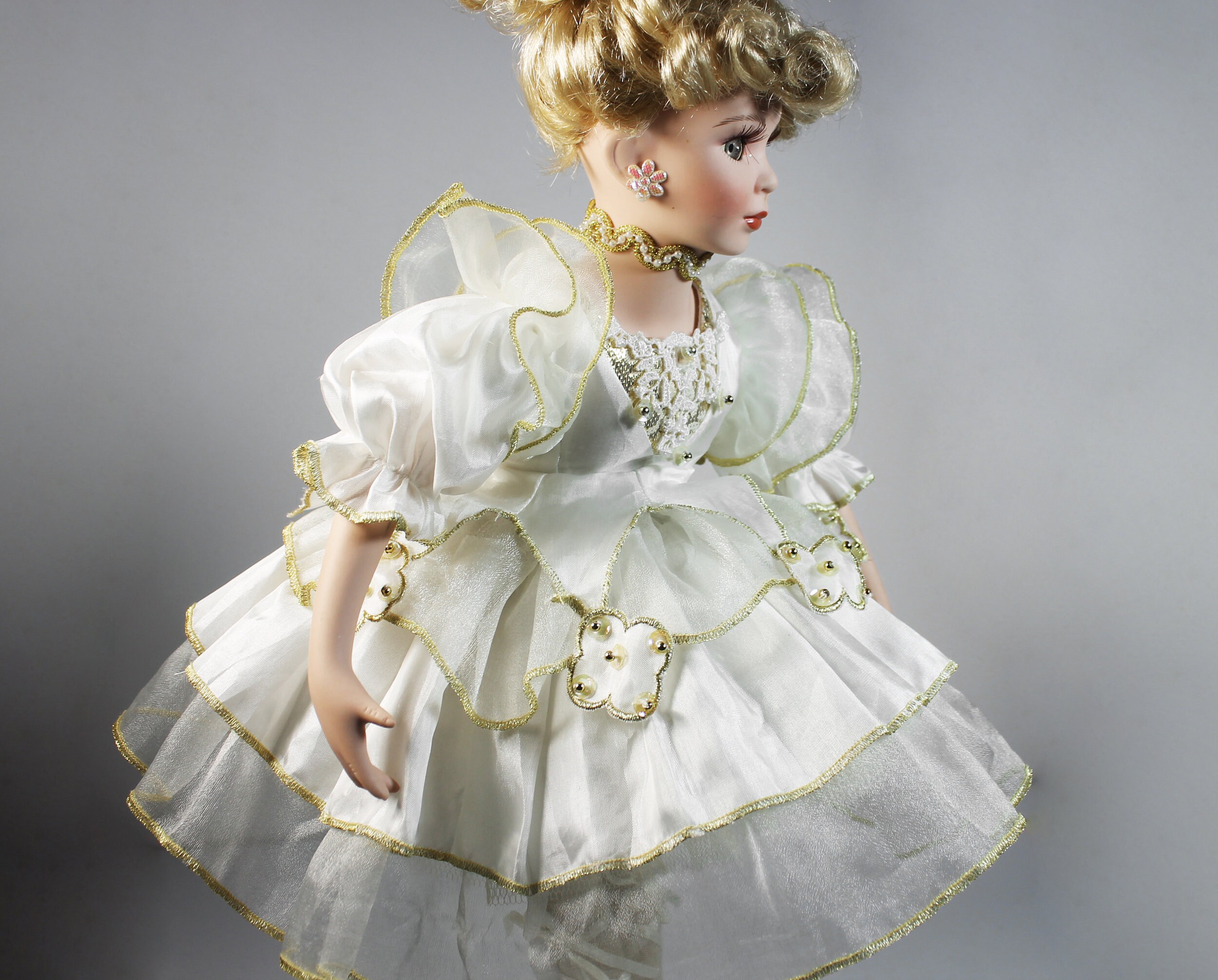 Porcelain Doll Ballet Dancer, 15 Inch Doll, Display Doll, Stand Included