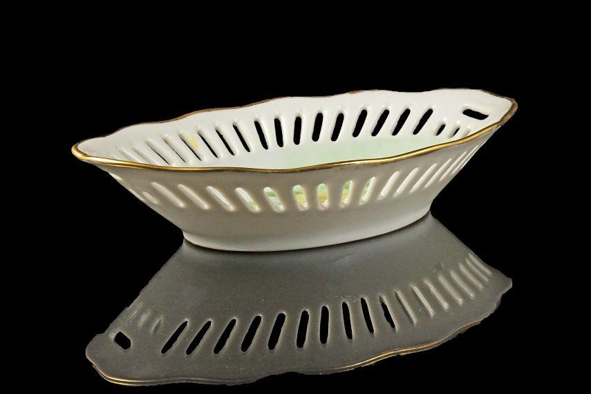 Oval Reticulated Bowl, Small, Porcelain, Handmade, White, Floral ...