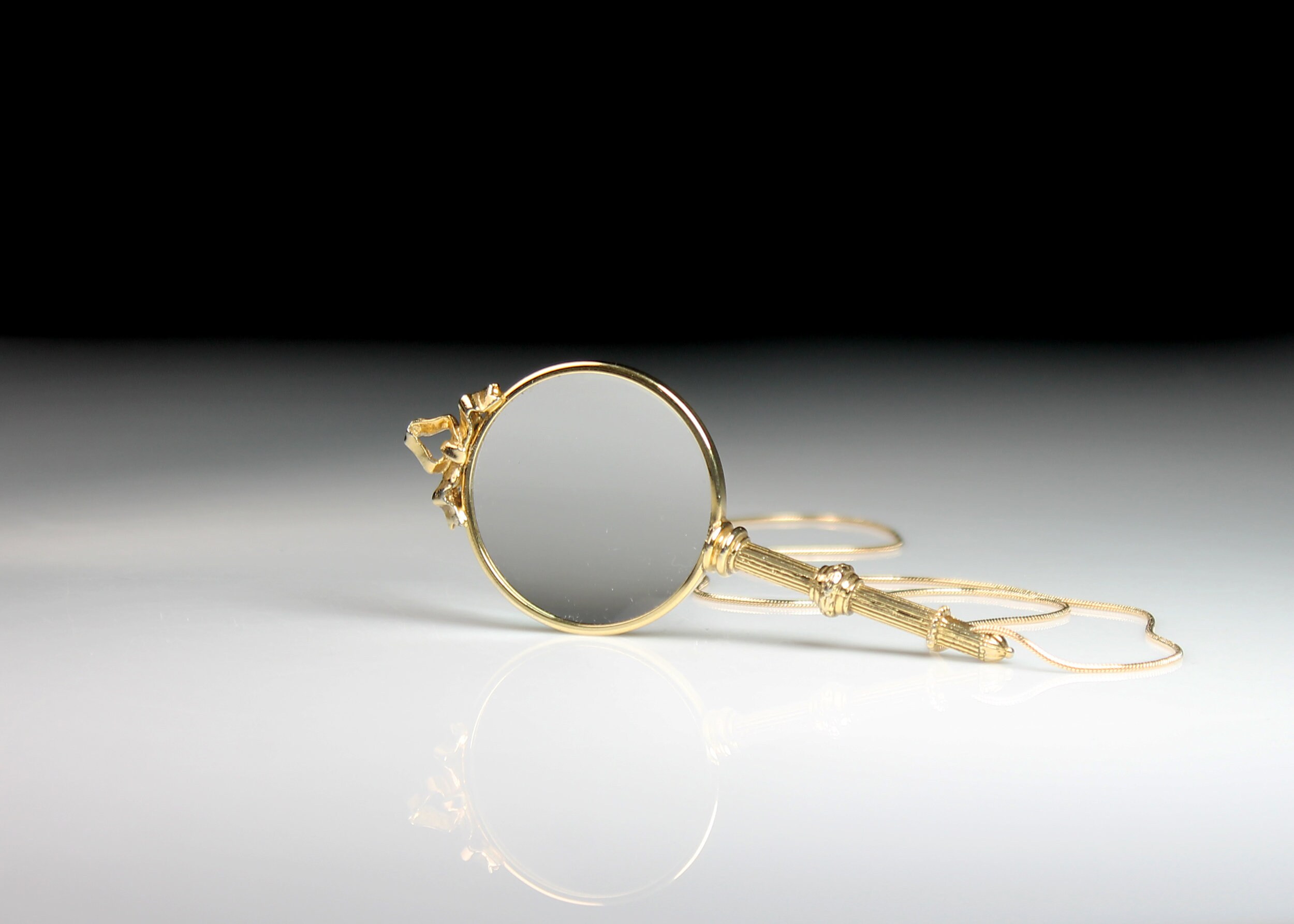 Magnifying Glass Necklace, Gold Tone, Serpentine Chain, Jewelry