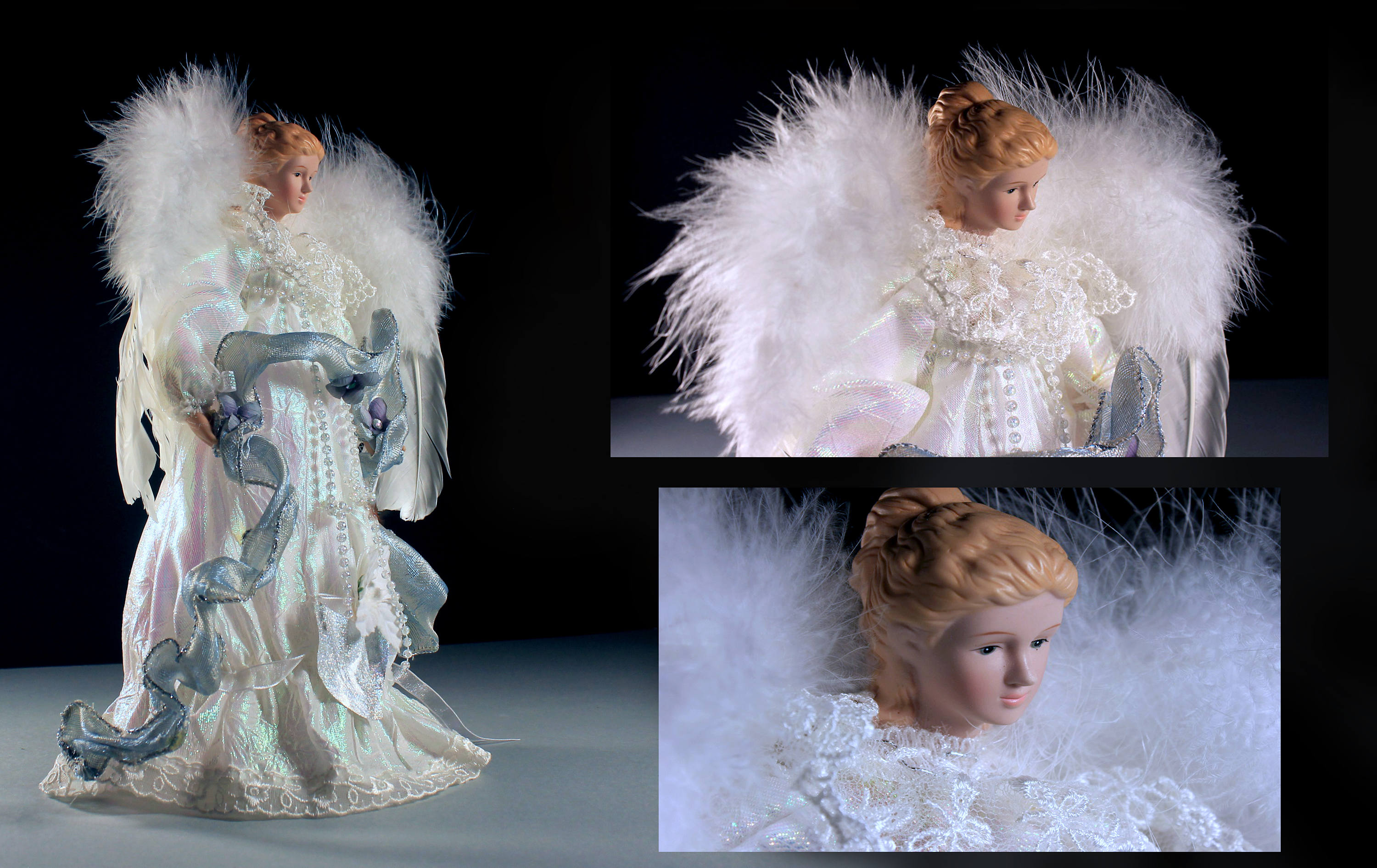 Porcelain Christmas Angel, Dan Dee, Tree Topper, Feather Wings ...