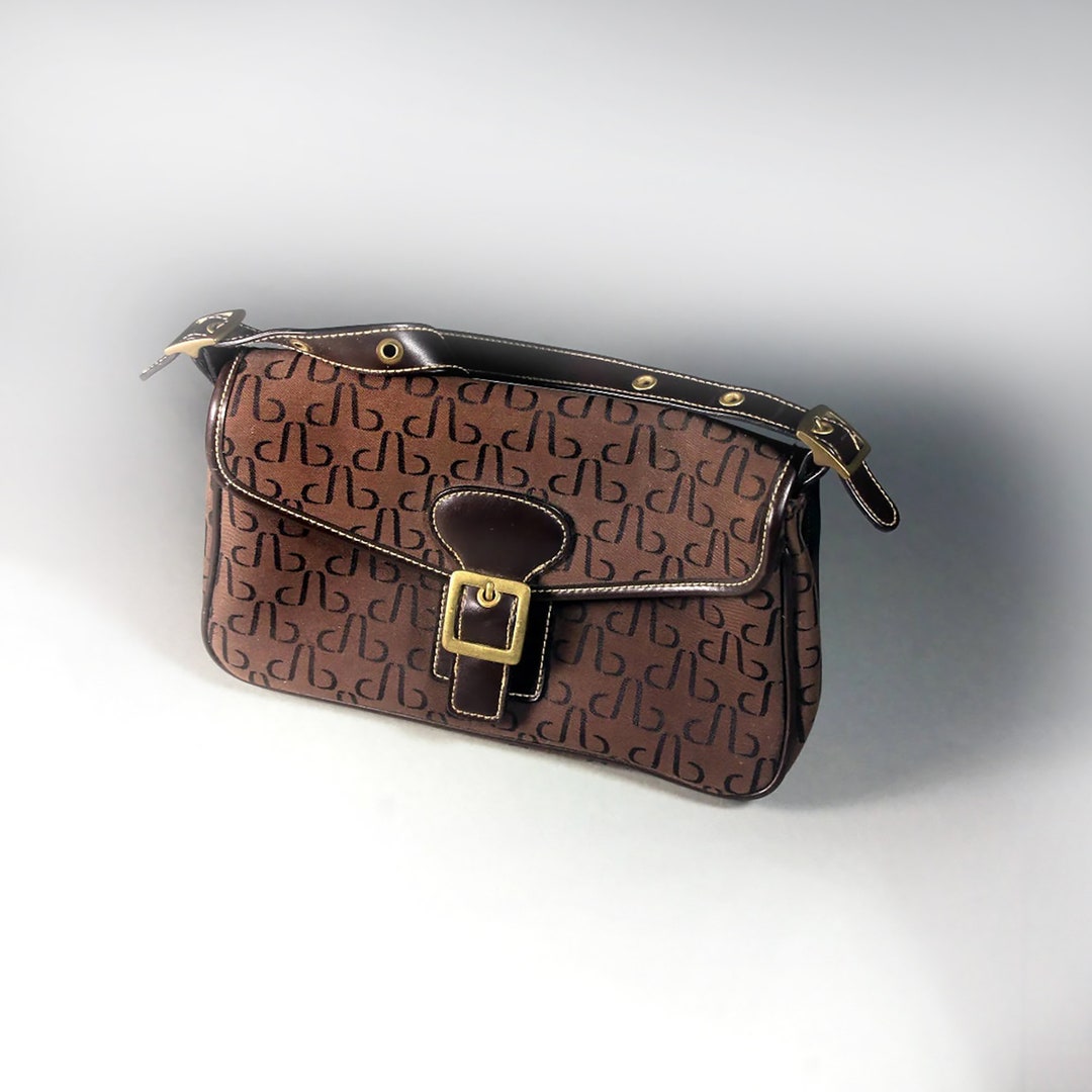 Brown Handbag Shoulder Bag Patterned Magnet Closure - Etsy