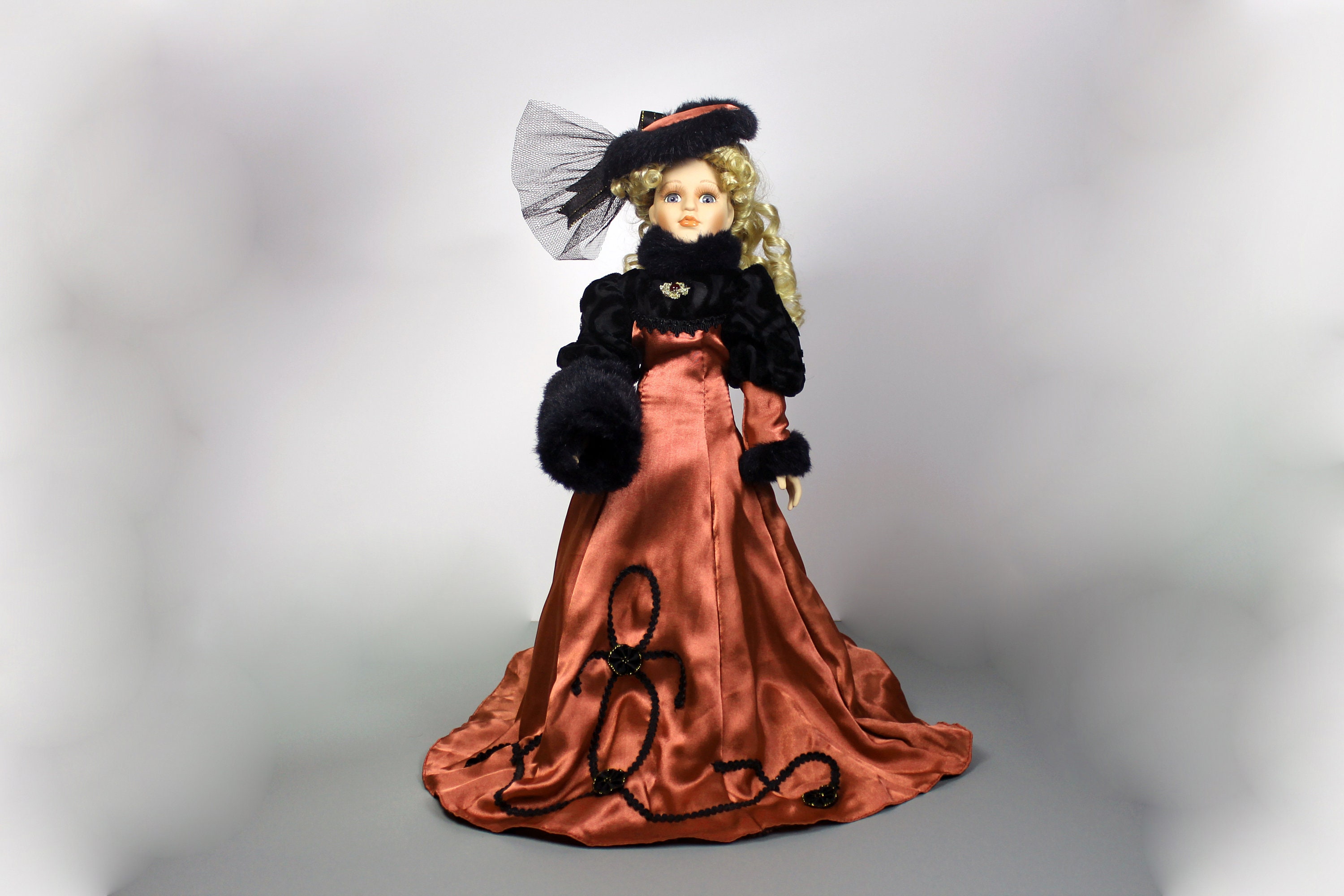 Collectible Porcelain Doll, Victorian Dress, Antique Rose Colored Dress ...