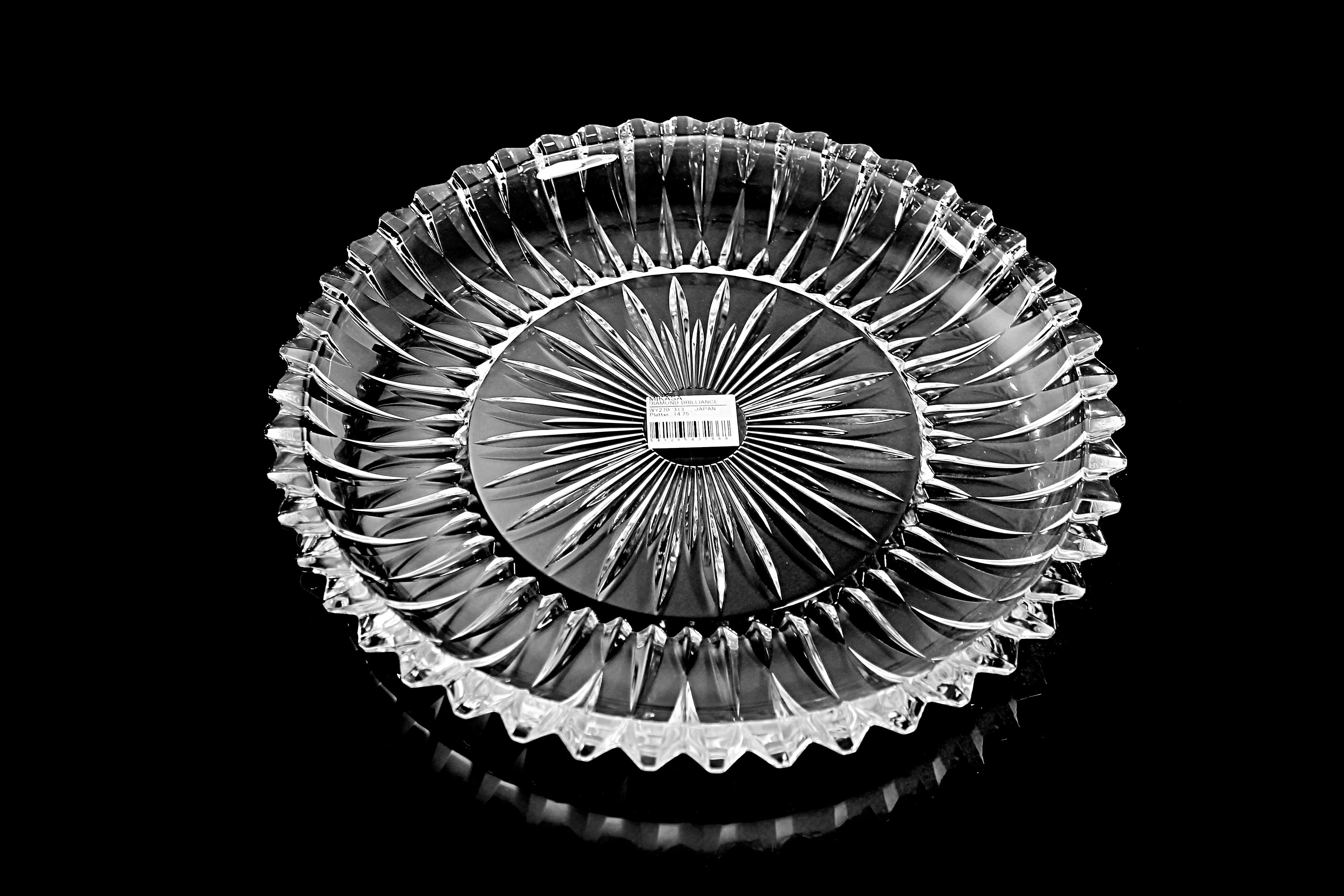 Mikasa Crystal Platter, Diamond Brilliance, Heavy Clear Glass, 14.75 ...