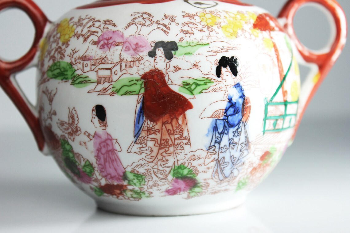 Sugar Bowl Geisha Hand Painted Made in Japan | Etsy