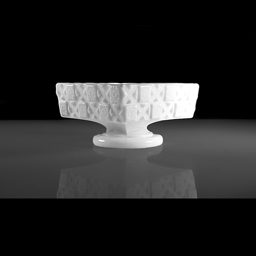 Westmoreland Old Quilt Milk Glass Compote Base, Square Candy Dish - Etsy