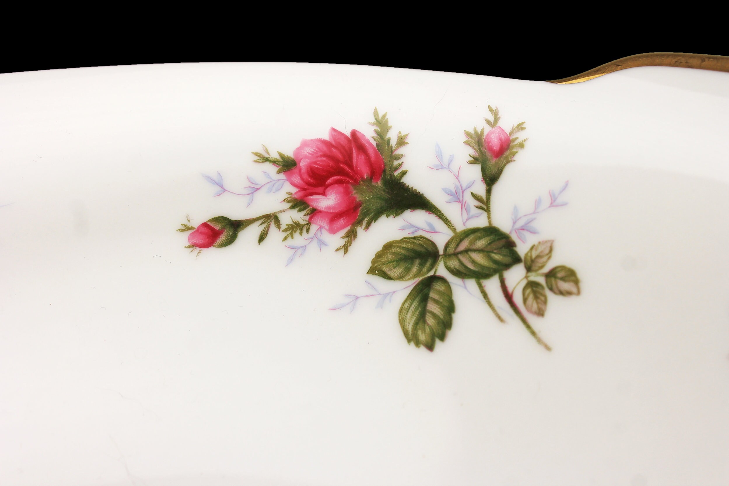 Round Handled Vegetable Bowl, Sango Japan, Moss Rose, Red Floral ...