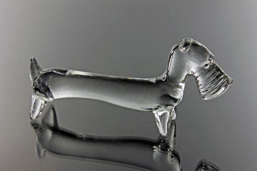Miniature Glass Dog Figurine, Miniature Schnauzer Art Glass, Hand Blown ...