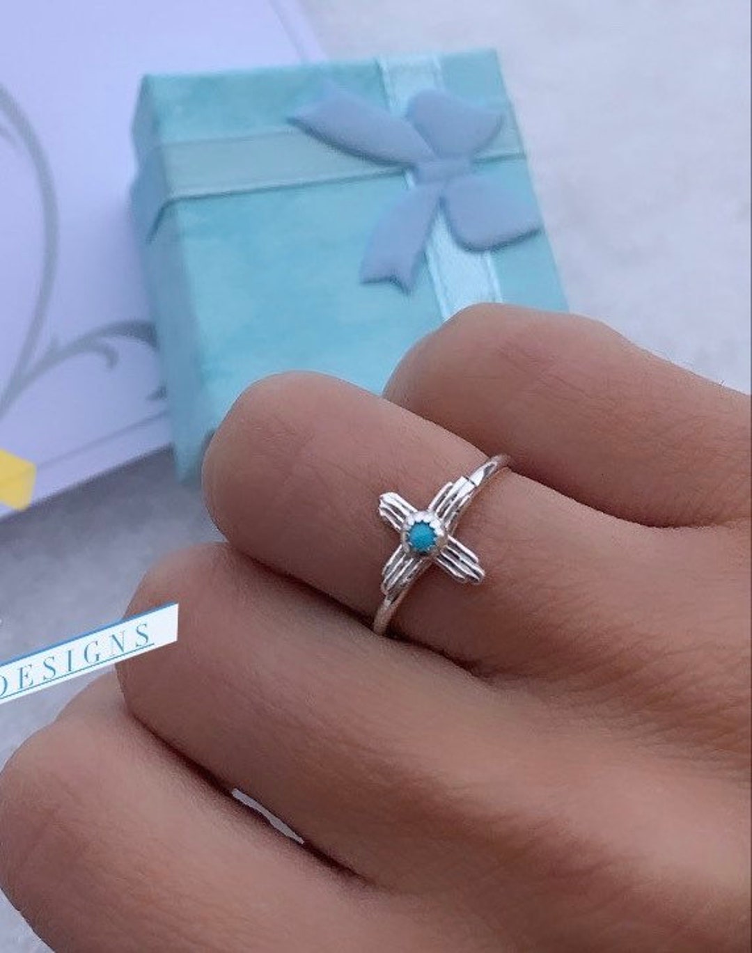 Dainty Zia Symbol Ring With 3mm Sleeping Beauty - Etsy