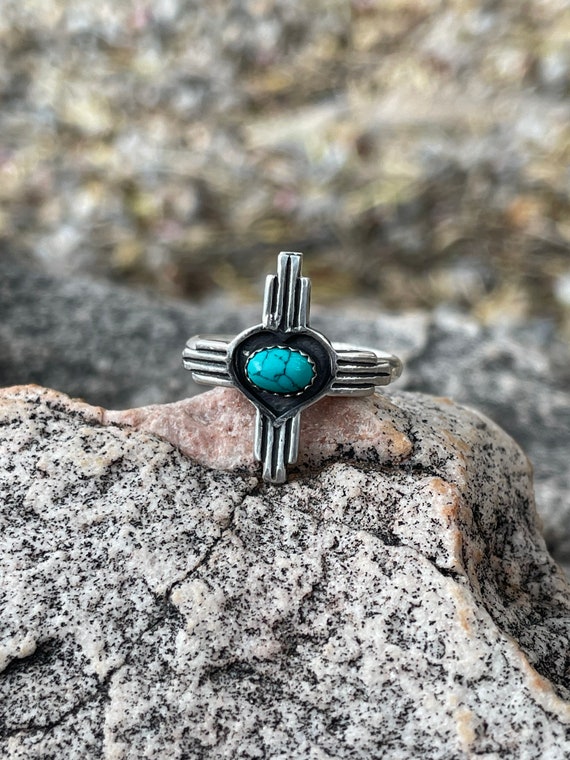Zia Symbol Heart Ring Turquoise | Etsy