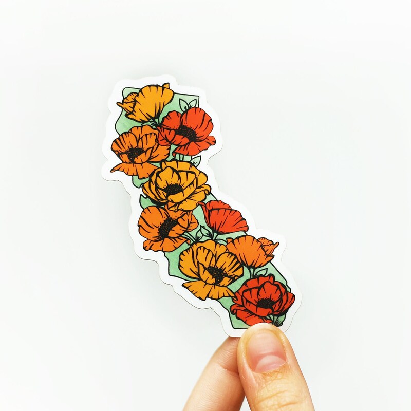 Poppy Flower Wall Decal - Etsy