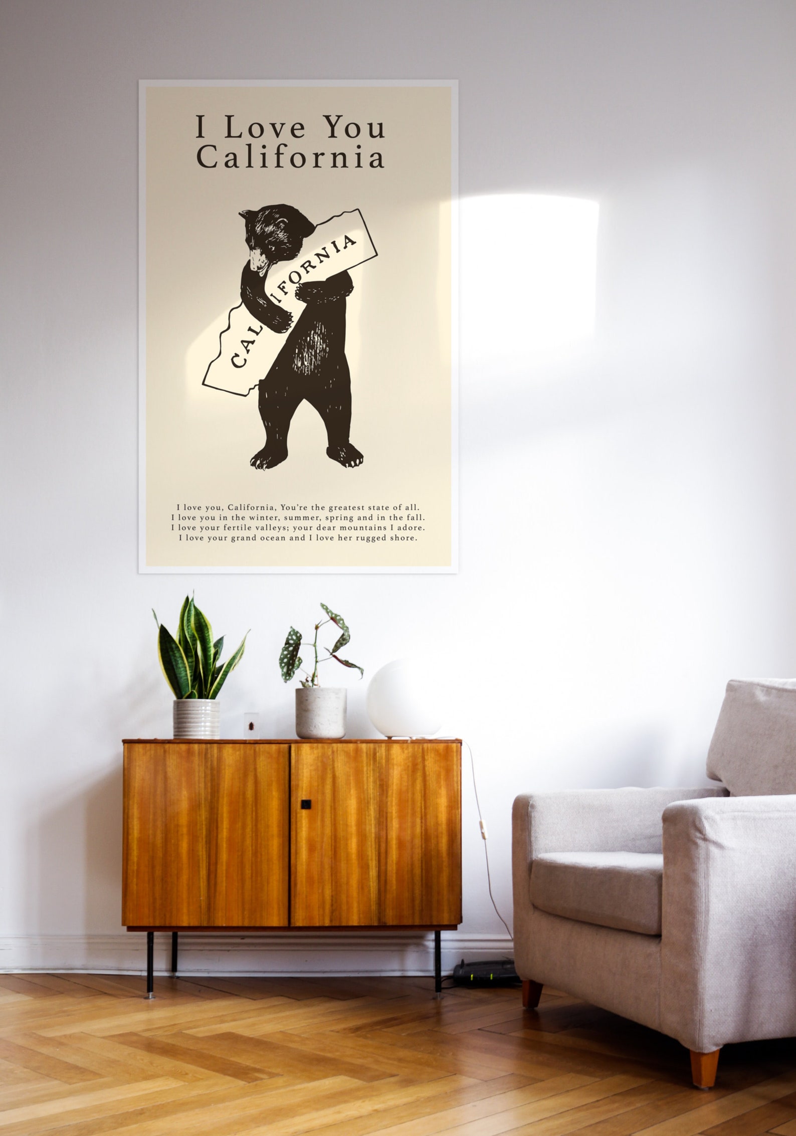 I Love You California Bear - Poster - Illustration Print - Golden State ...